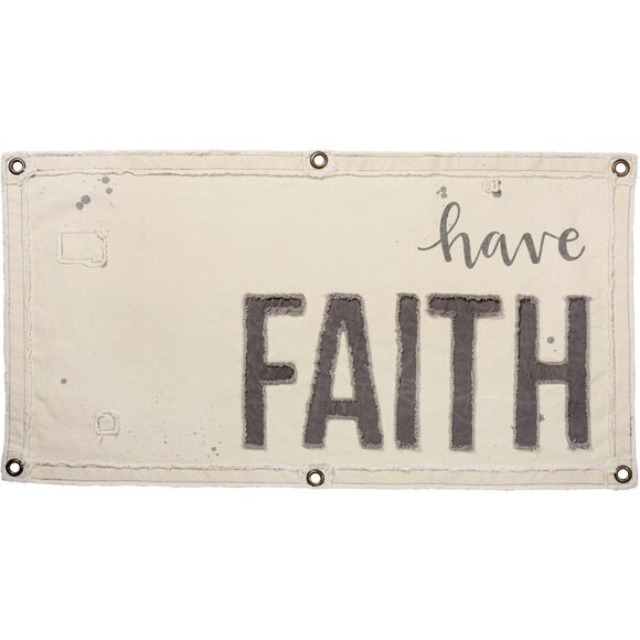 Wall Decor | Have Faith Canvas Banner With Appliqu Lettering | Poshmark